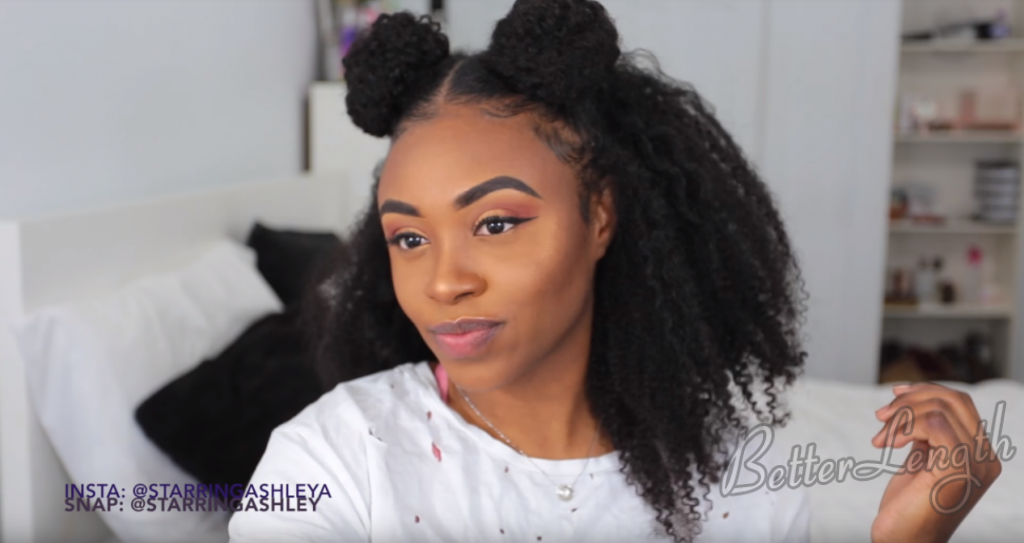 How to Do A Half up Space Buns on Natural Hair with Clip-ins ...